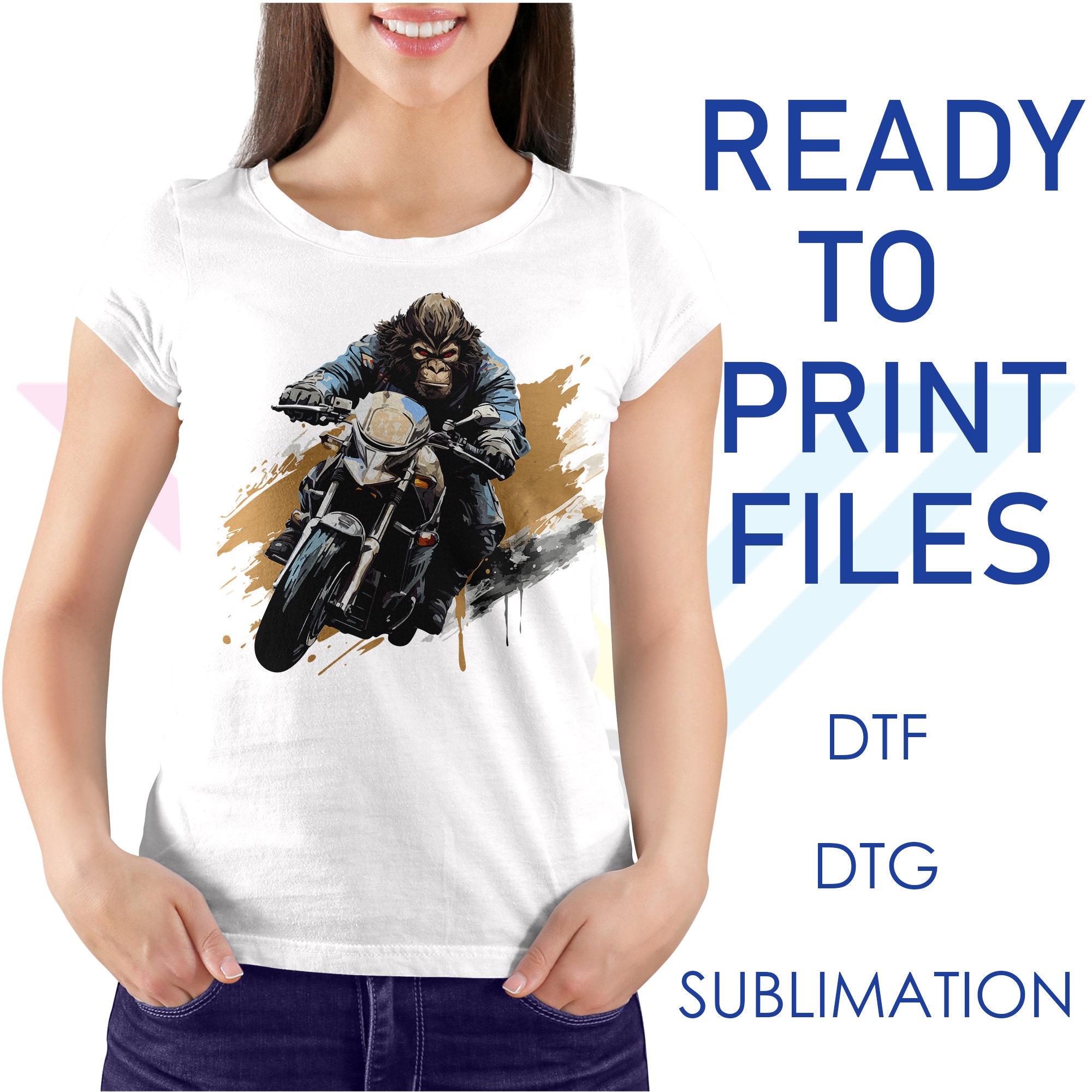 Gorilla Riding a Motorcycle R6 in a Watercolor Style Clipart- Svg, Jpg ...