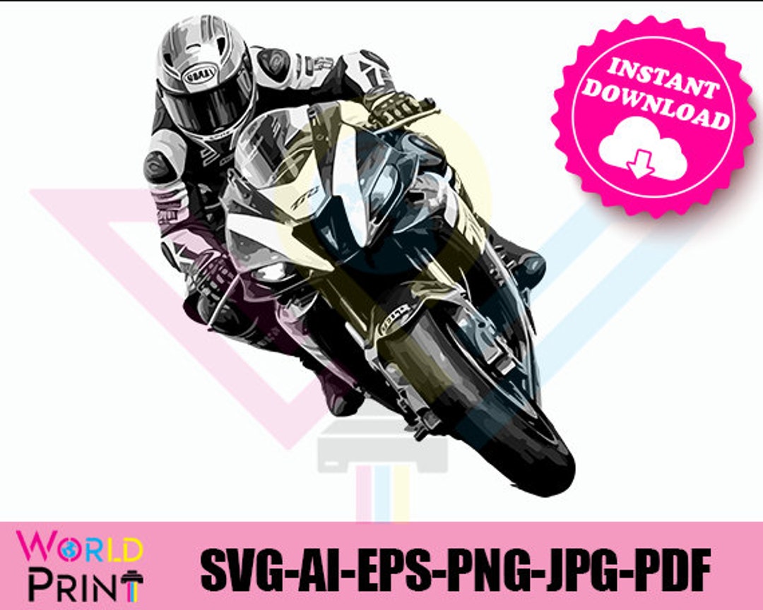 Racer Riding a Motorcycle 2 R6 in a Watercolor Style Clipart- Svg, Jpg ...
