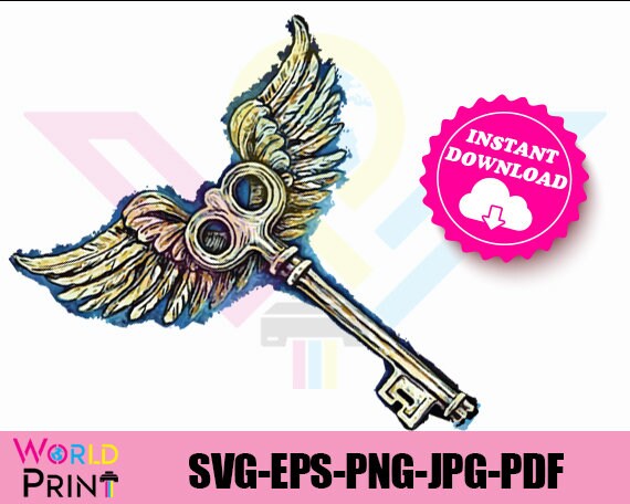 The Winged Keys, Olg Flying Key Clipart Wizarding School Inspired ...