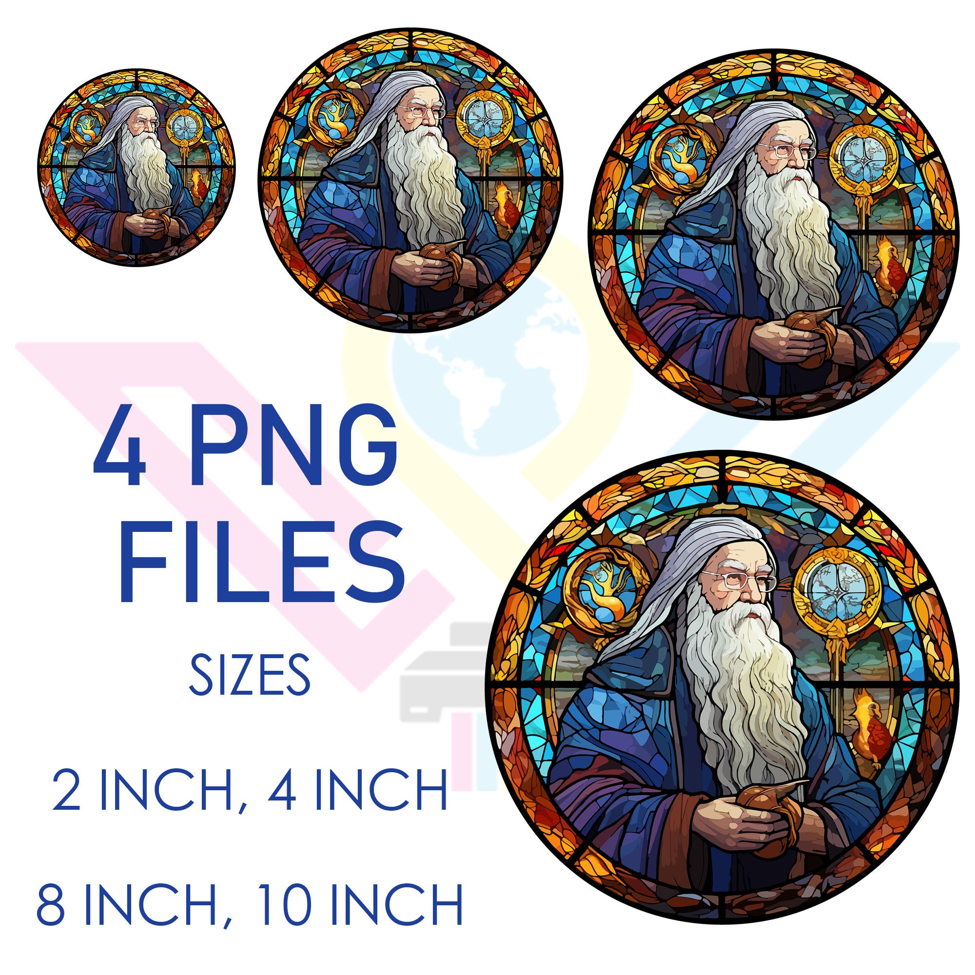 Old Headmaster in a Stained Glass Style Clipart Wizarding School ...
