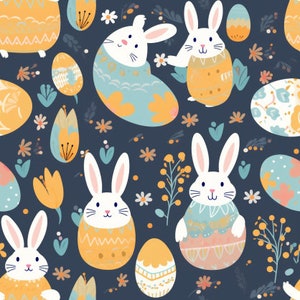 4 Unique Bunny Themed Seamless Digital Patterns for All Your Crafting ...