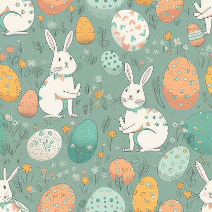 4 Unique Bunny Themed Seamless Digital Patterns for All Your Crafting ...