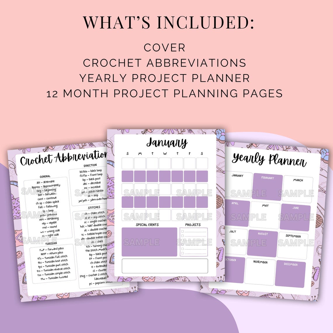 Printable CROCHET PLANNER, Instant Download PDF, Crochet Project ...