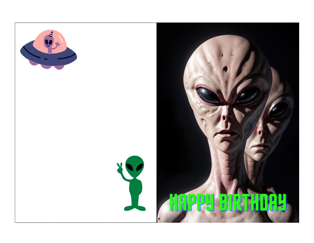 Happy Birthday Alien Card - Etsy