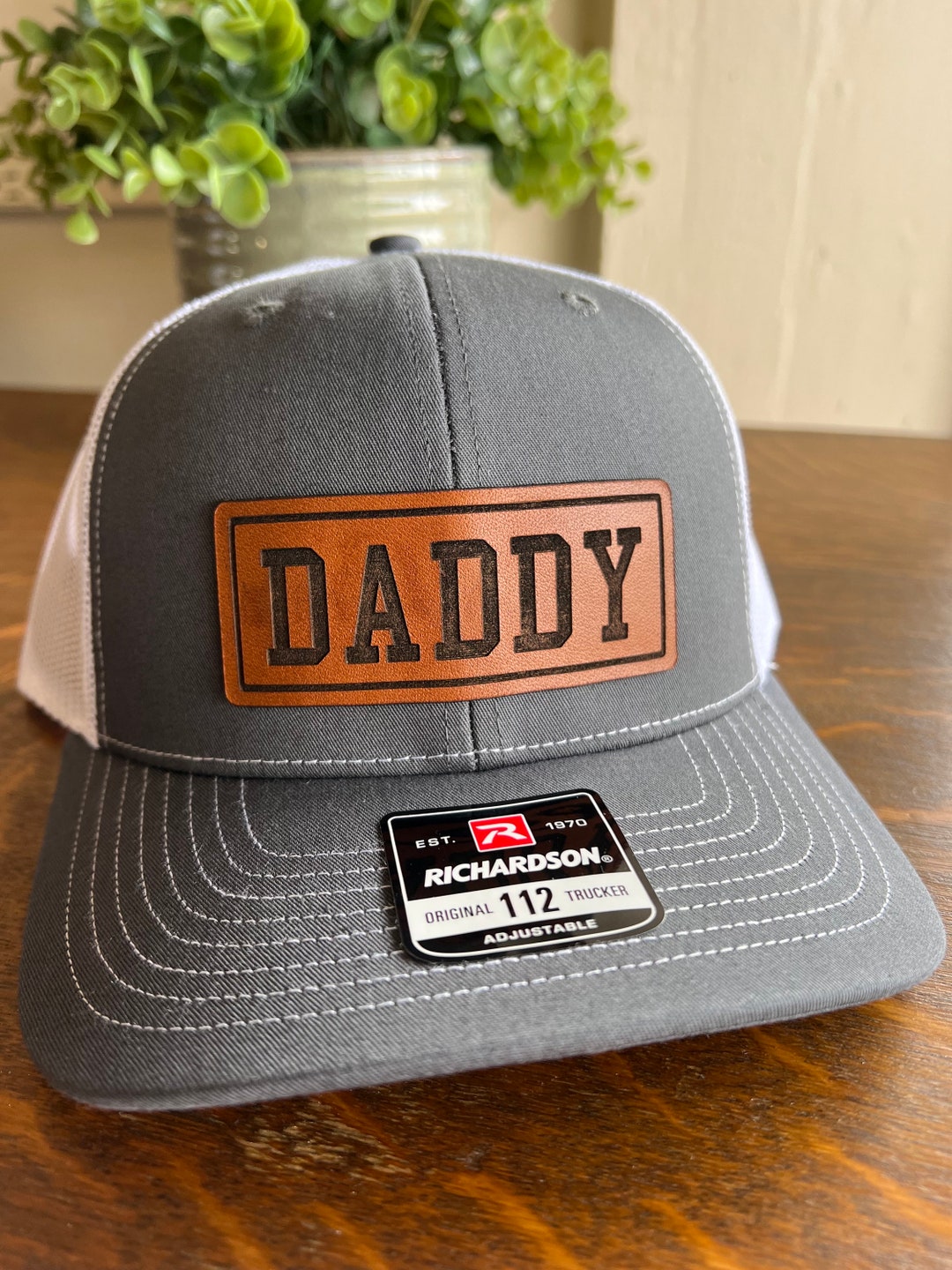 Daddy Fathers Day Hat for Dad Richardson 112 Leather Patch Trucker Hat ...