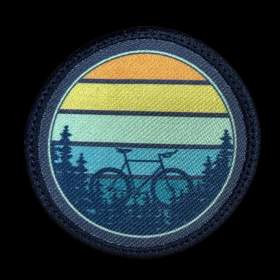 Mountain Bike Print Stitch Patch: Heat Applied Cycling Applique - Etsy