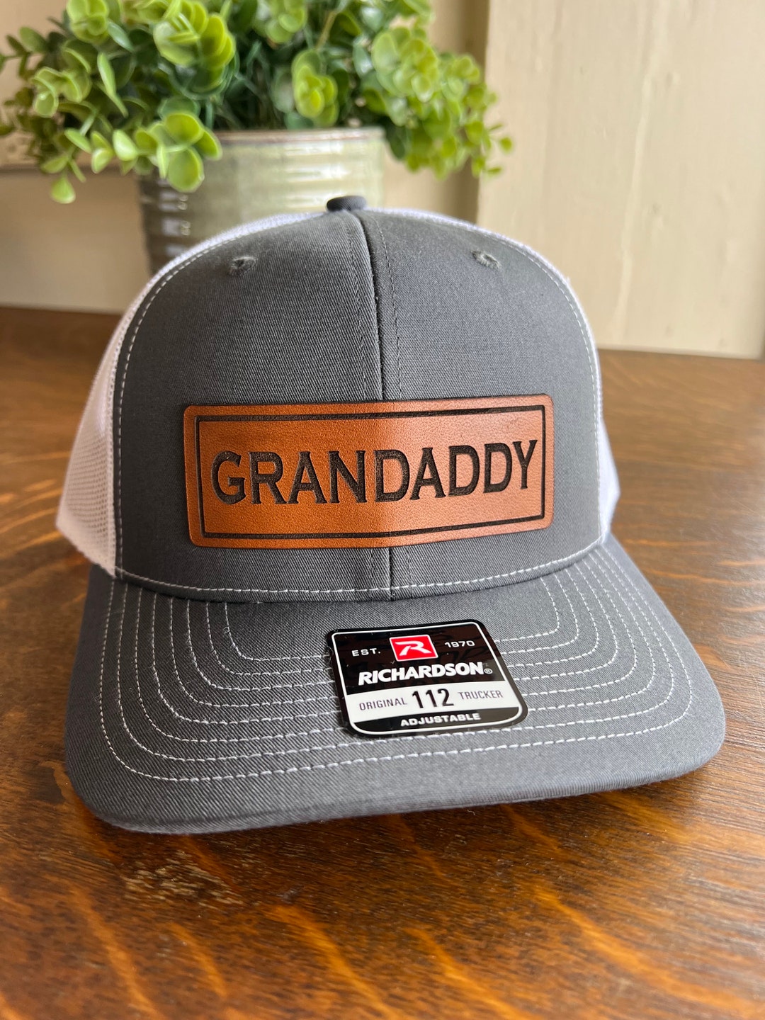 Grandaddy Fathers Day Hat for Dad. Richardson 112 Leather Patch Trucker ...