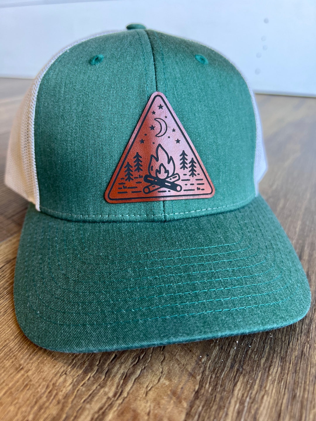 Fathers Day Gift Hat for Dad | Campfire Leather Patch Hat | Camping Hat ...