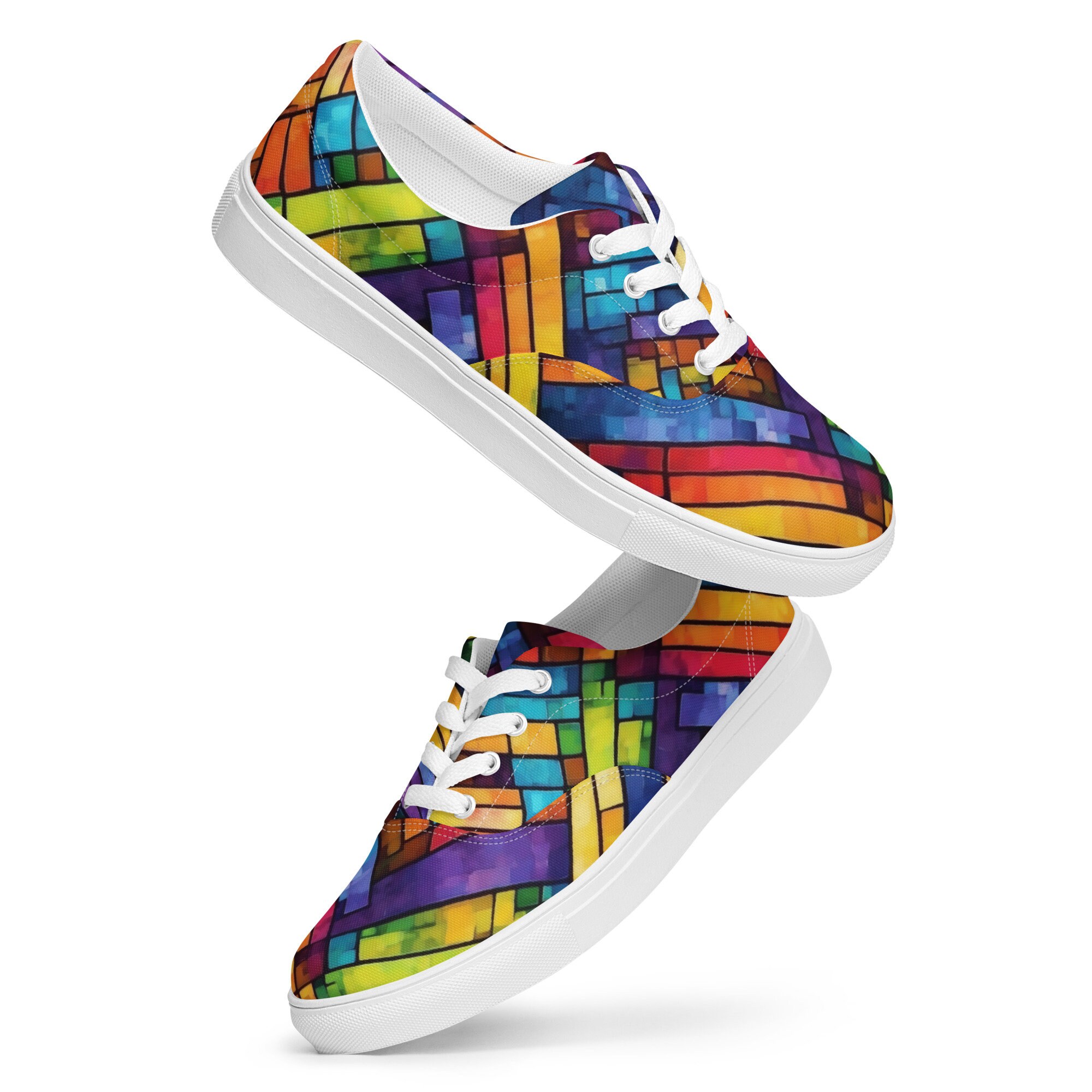 Rainbow Color Lined Men’s Lace-up Canvas Shoes - Etsy