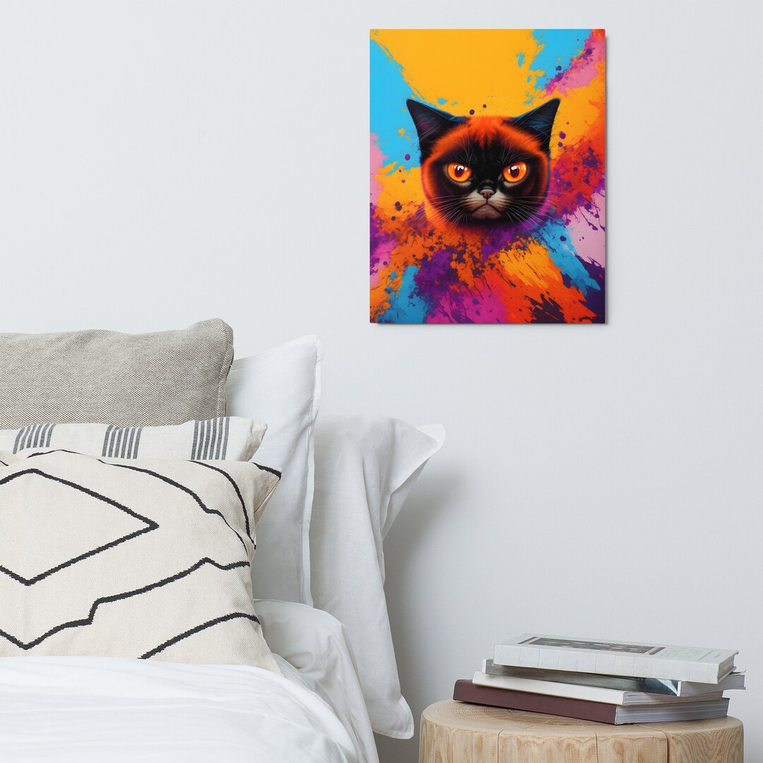 A Grumpy Cat in Splash of Color Metal Prints - Etsy