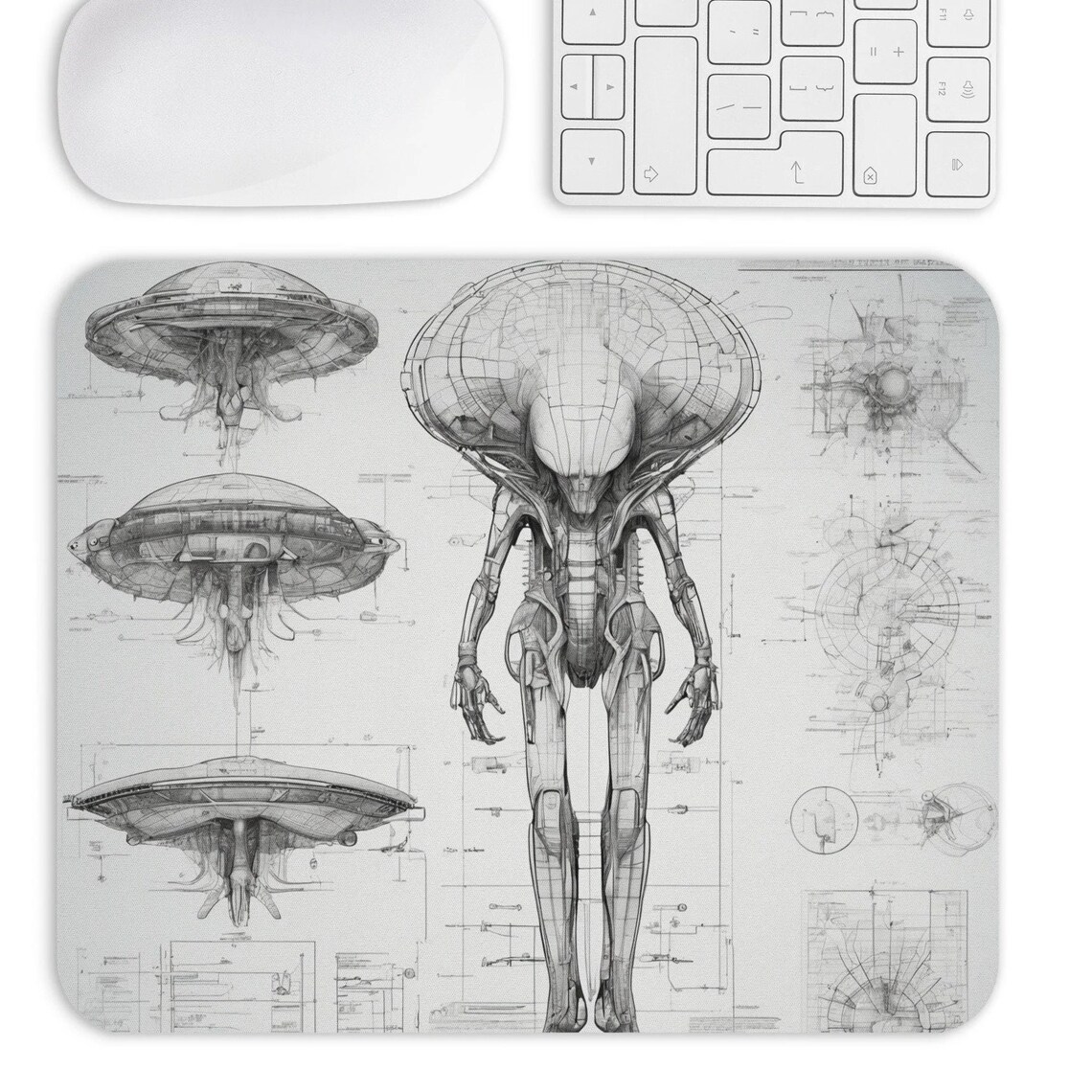 Alien Scientific Diagram Mouse Pad - Etsy