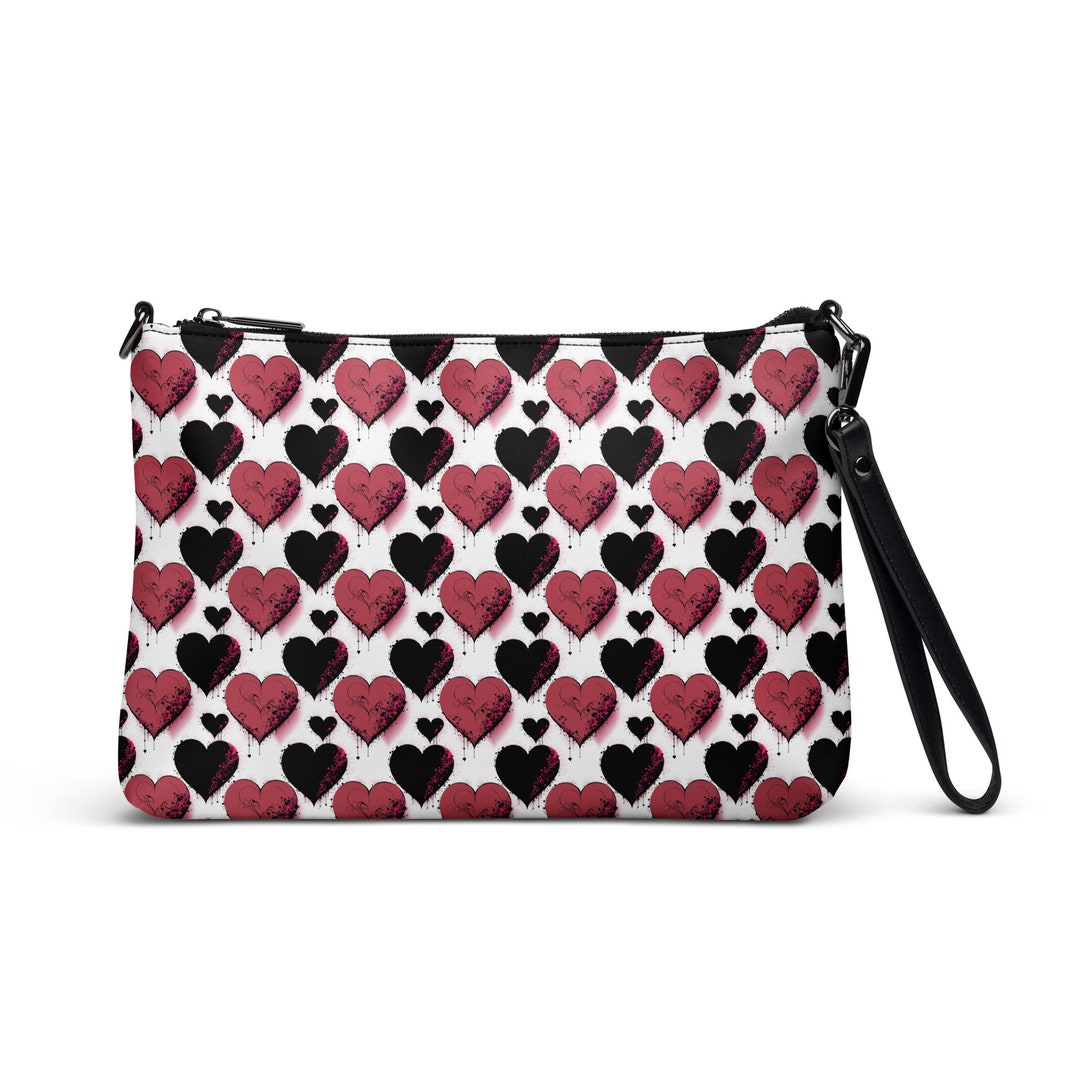 Grunge Black and Red Hearts Pattern Crossbody Bag - Etsy