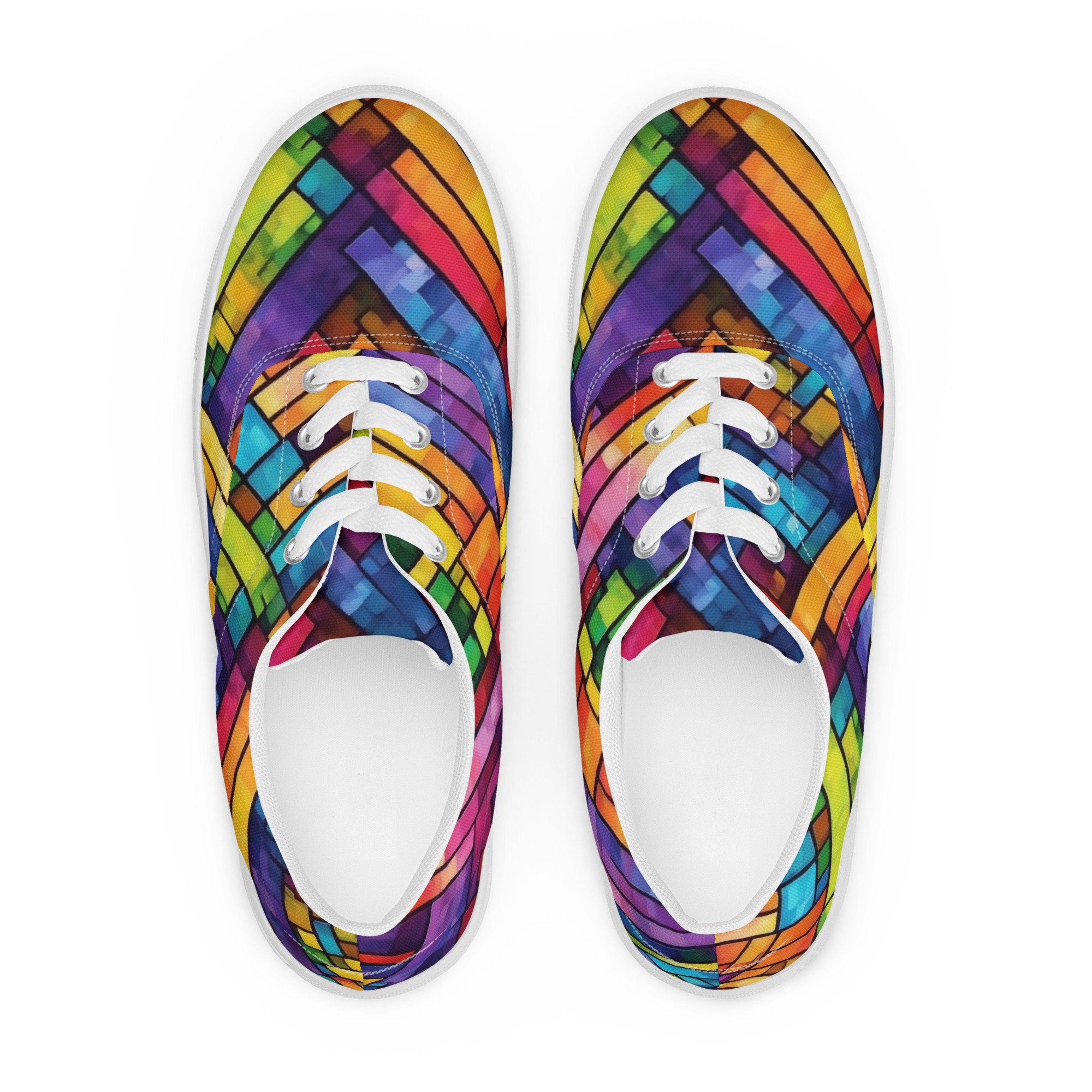 Rainbow Color Lined Men’s Lace-up Canvas Shoes - Etsy