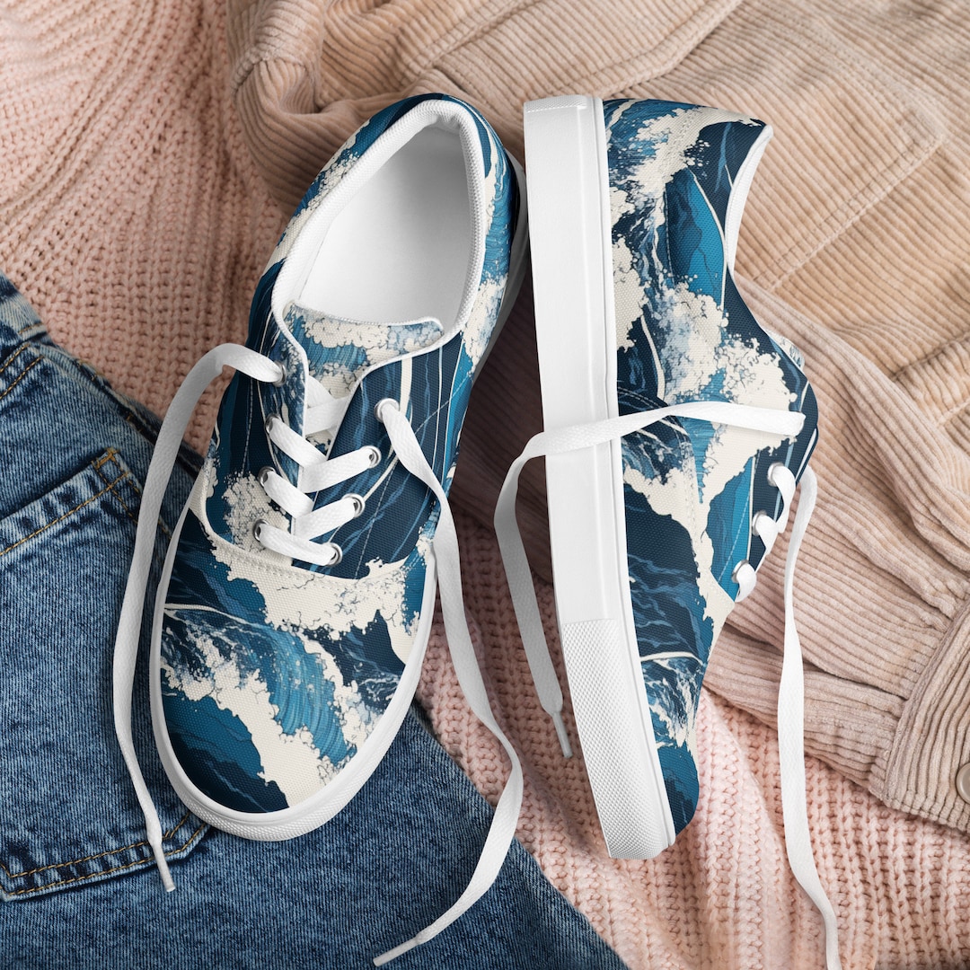 Ocean Wave Men’s Lace-up Canvas Shoes - Etsy