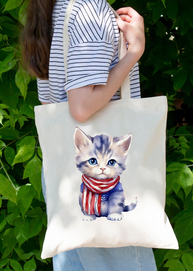 Cat Head American Flag SVG, 4 July Watercolor Cute Cats Clipart, Cute ...