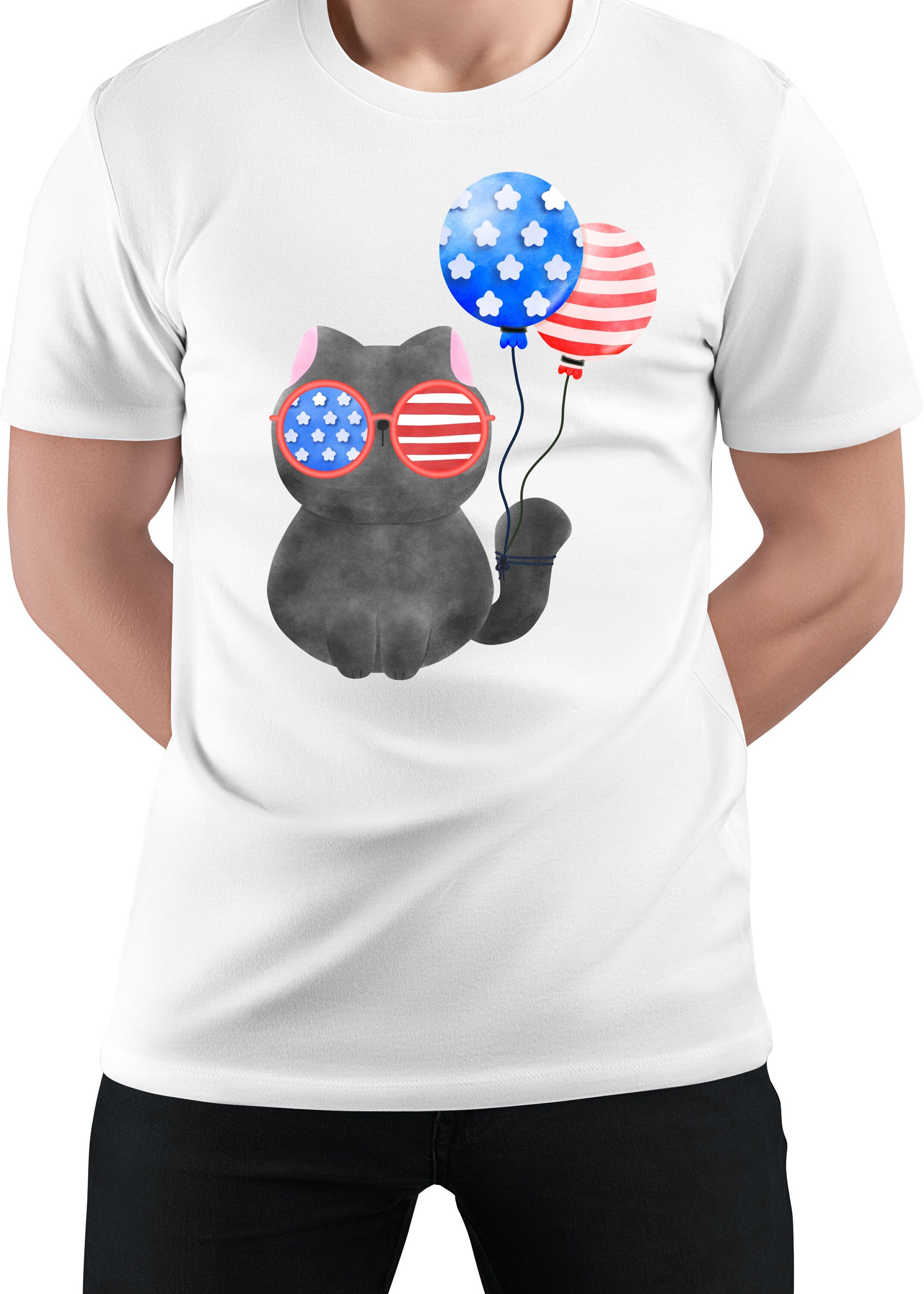 Cat Head American Flag SVG, 4 July Watercolor Cute Cats Clipart, Cute ...