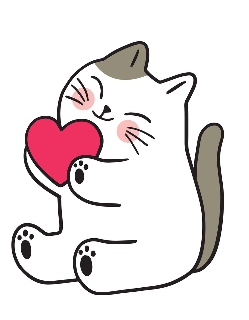 Cat Face Svg Clipart, Cat Face Silhouette, Love Cat Face Cut Files for ...