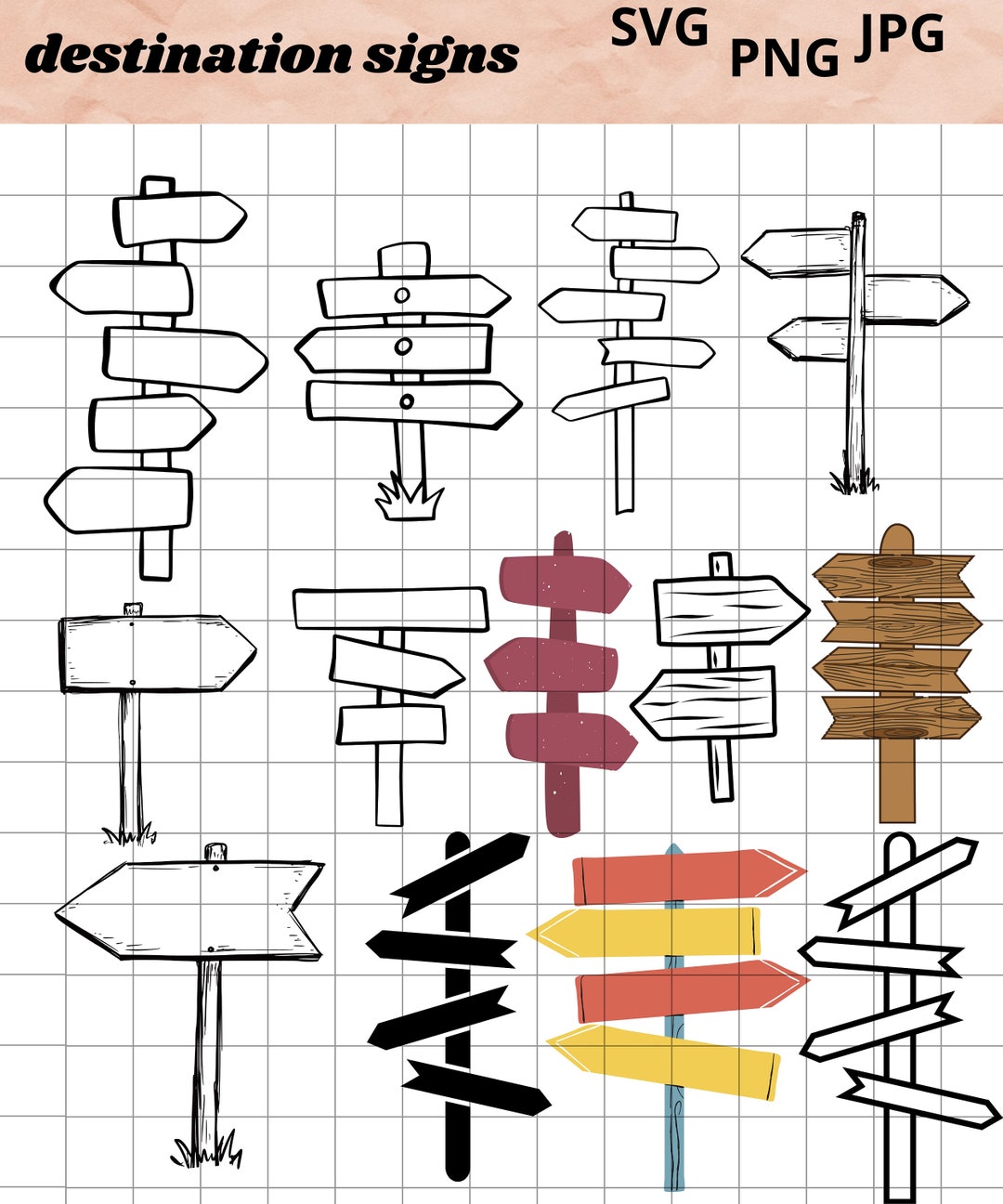 Destination Signs Svg, Wooden Direction Post Svg, Destination Sign ...