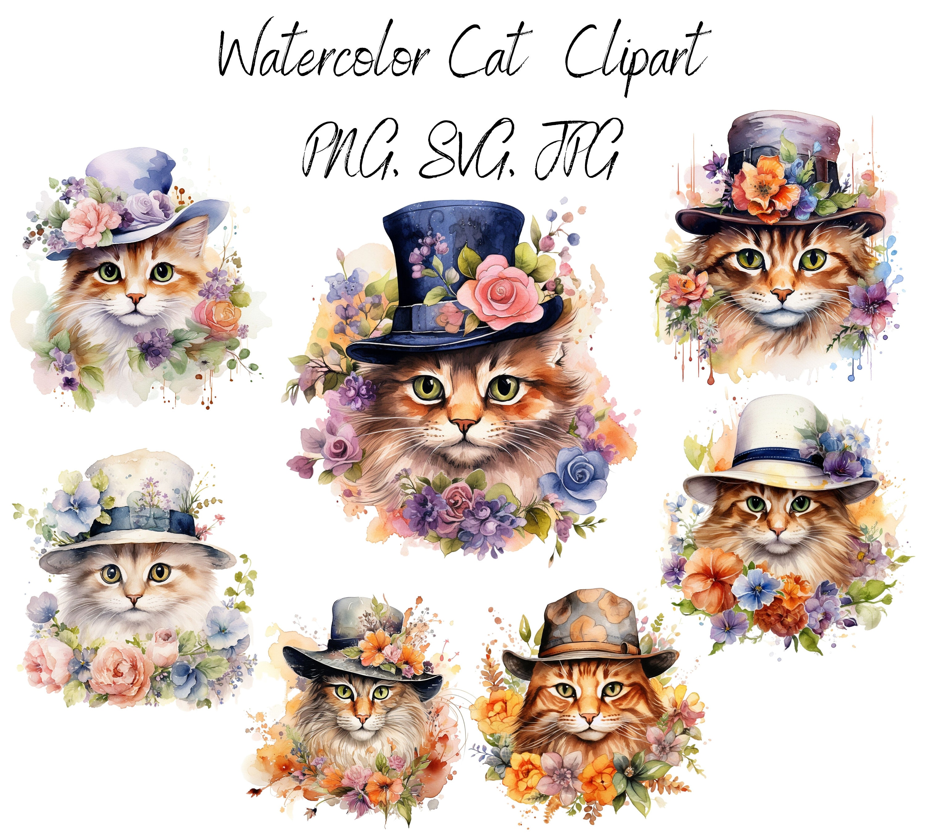 Watercolor Wild Cat Svg, Watercolor Cat Tumbler, Watercolor Cat Digital ...