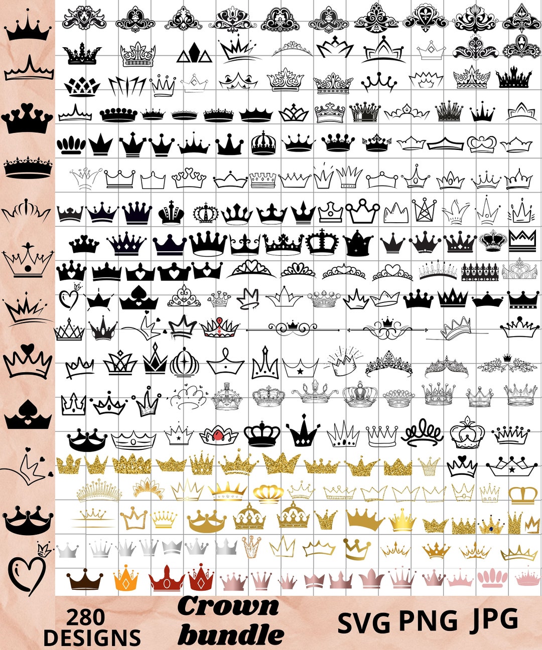 Royal Crown SVG, Crown 280 Clipart Svg, King Crown, Queen Crown Circut ...