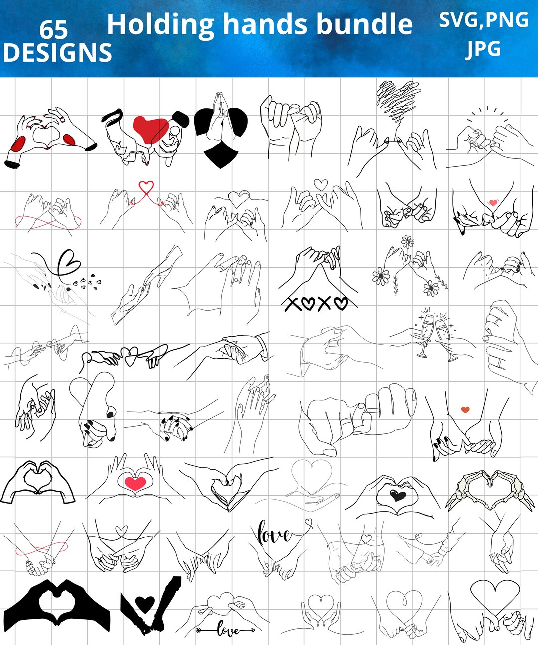 Holding Hands 65 Svg Bundle, Holding Hands Clipart, Love Hands Design ...