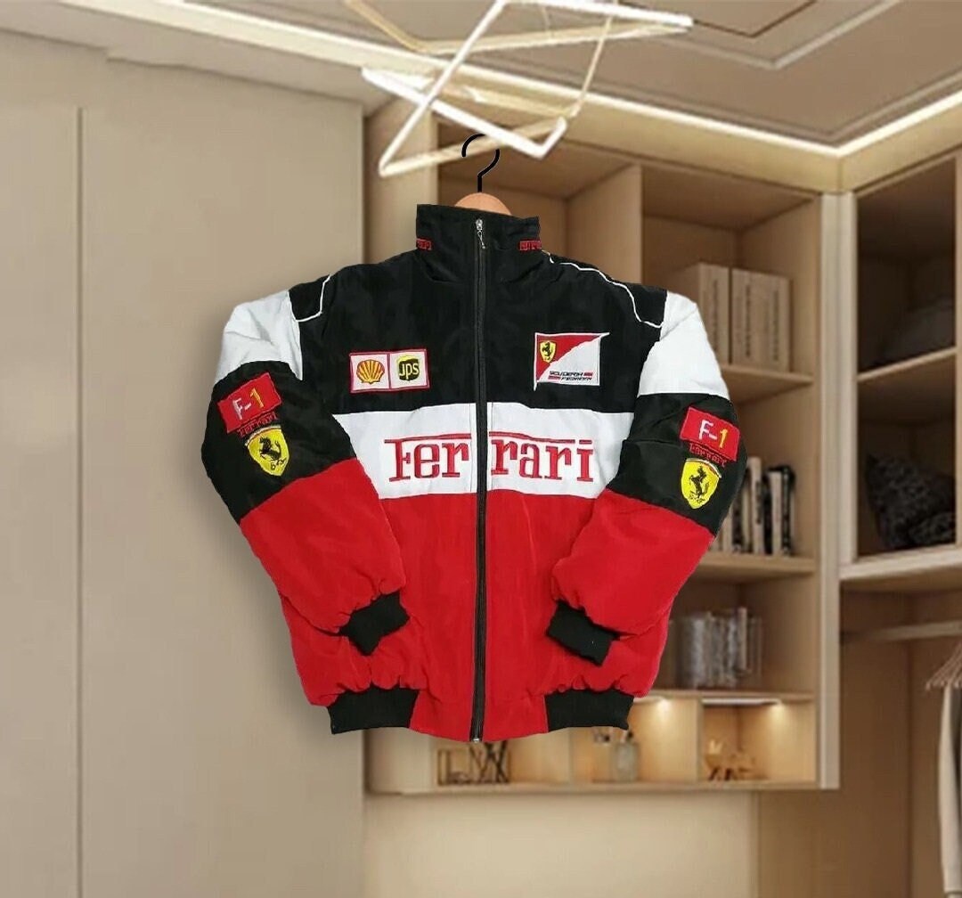 Ferrari Racing Jacket Vintage Style White Nascar Bomber F1 - Etsy