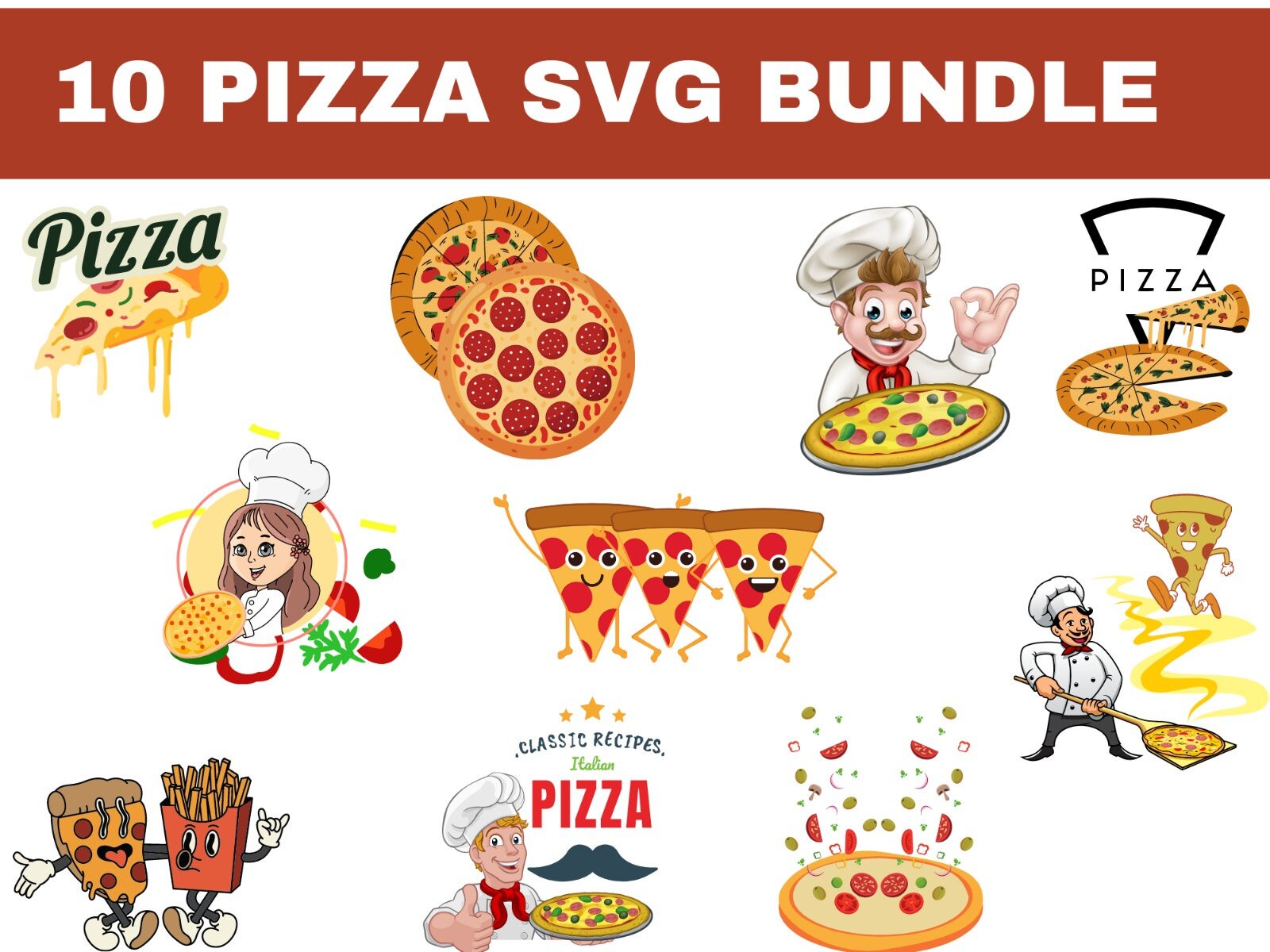 Pizza Bundle SVG Pizza Clipart Pizza Party Pizza T-shirt - Etsy