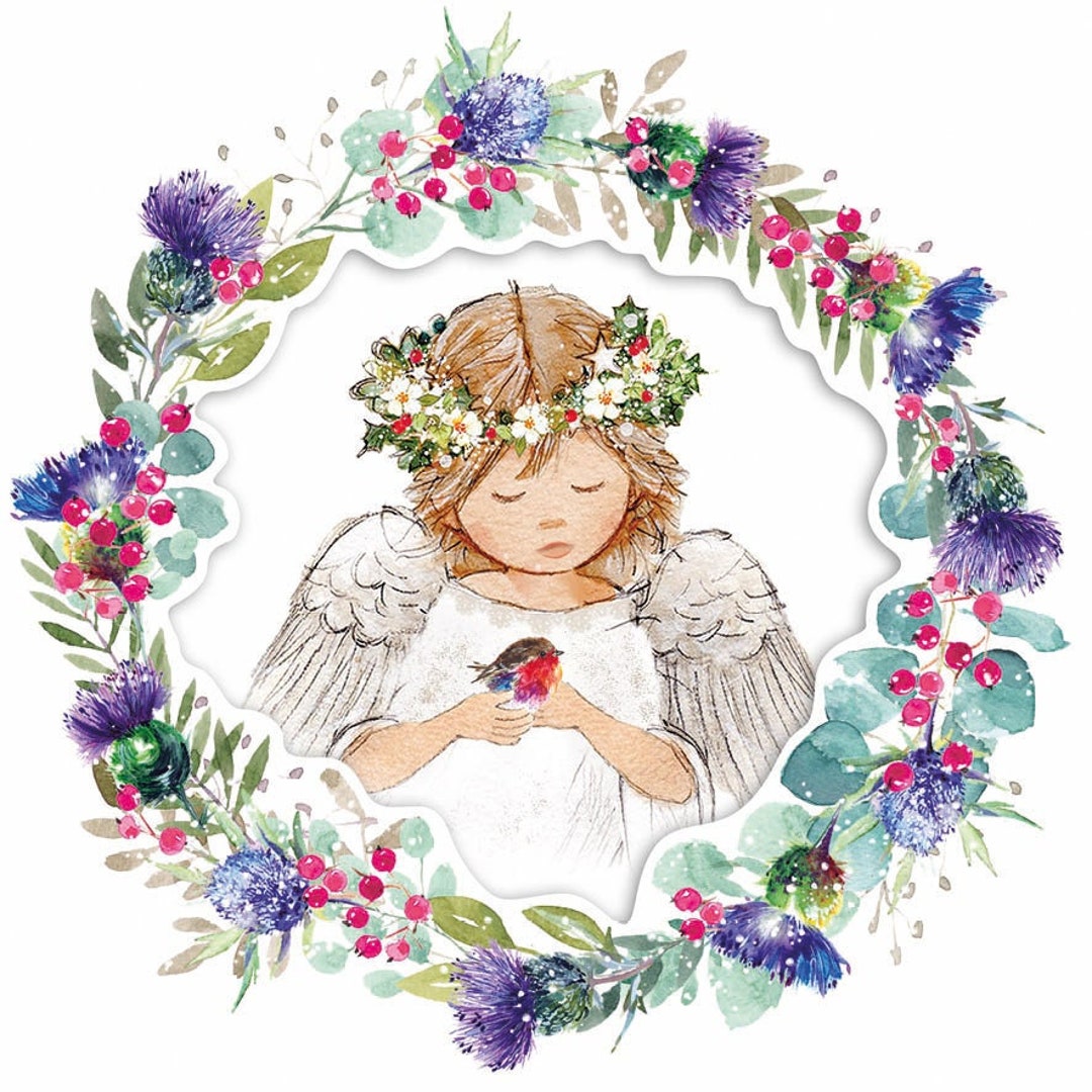 Scottish Christmas Cards Angel and Wreath Christmas Cards 10 Cards and ...