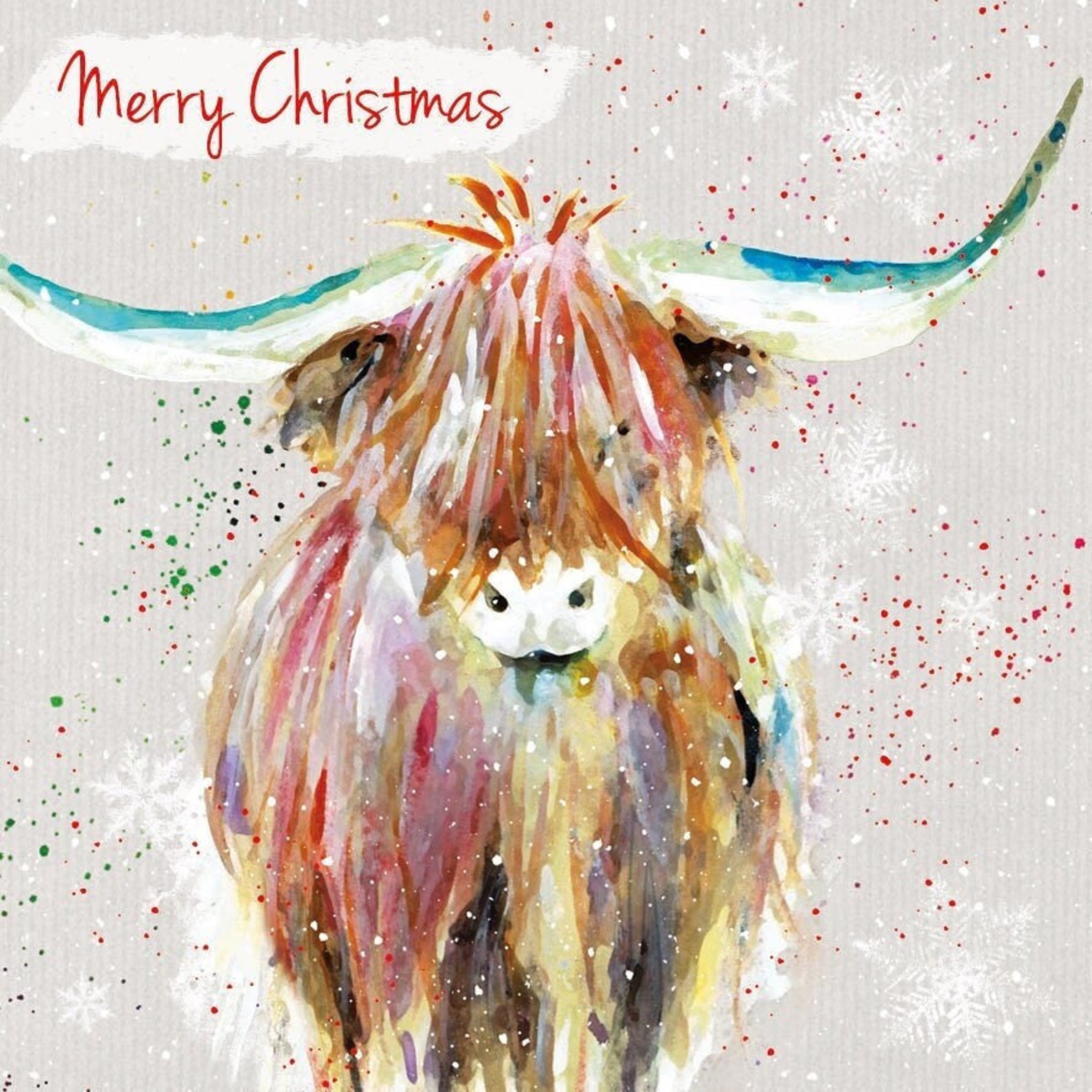 Scottish Christmas Cards - Fluffy Highland Cow Christmas Cards - 10 ...