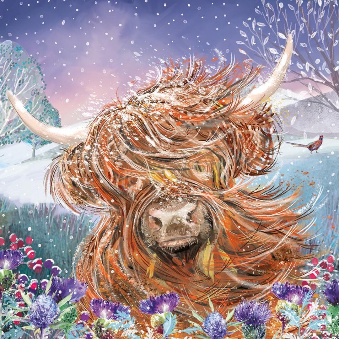 Scottish Christmas Cards Windy Field 10 Cards and 10 White Envelopes - Etsy