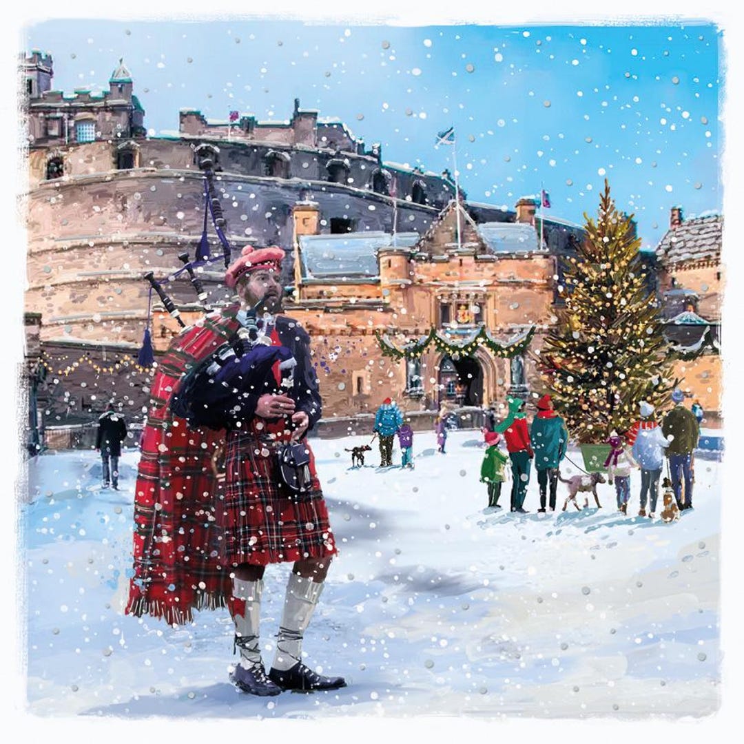 Scottish Christmas Cards the Edinburgh Castle Piper Christmas Cards 10 ...