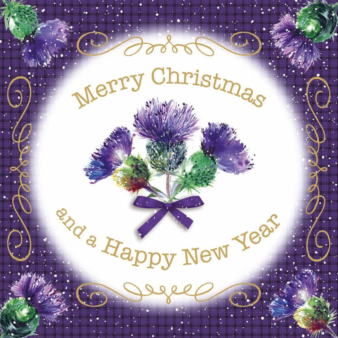 Scottish Christmas Cards Tartan Thistles Christmas Cards - Etsy