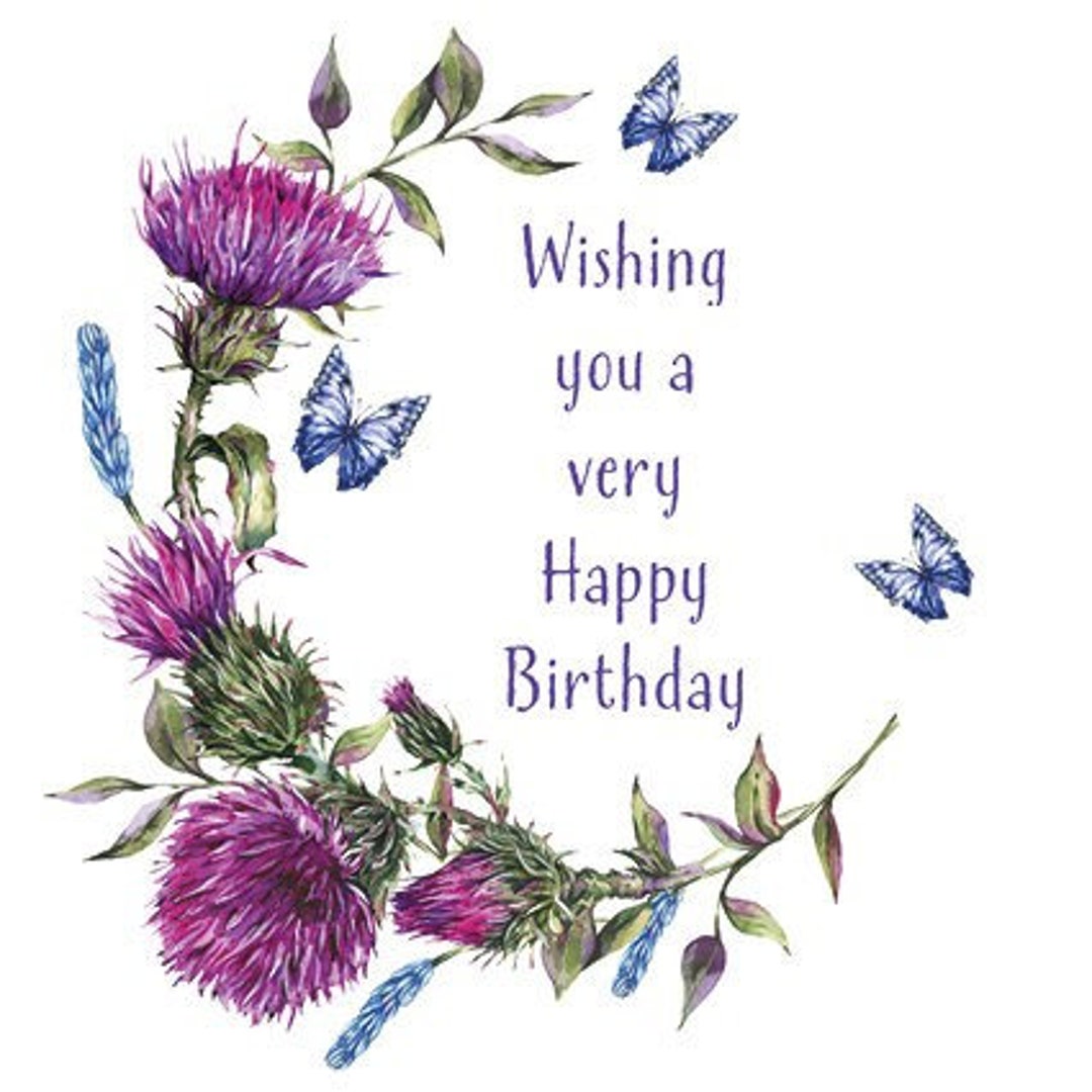 Thistles and Butterflies Birthday Card - Etsy