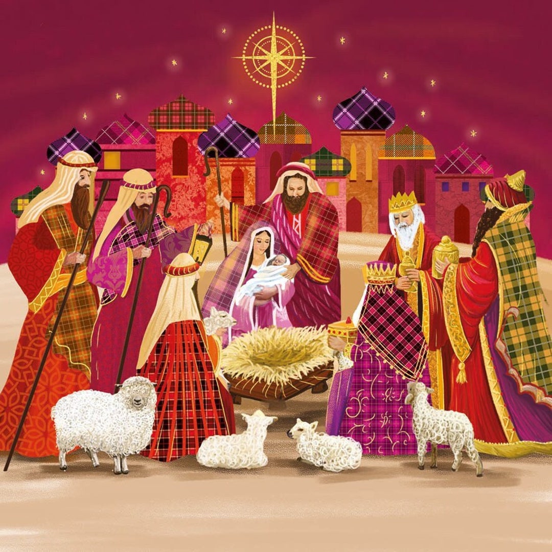 Scottish Christmas Cards - Gathered at the Manger Christmas Cards - 10 ...