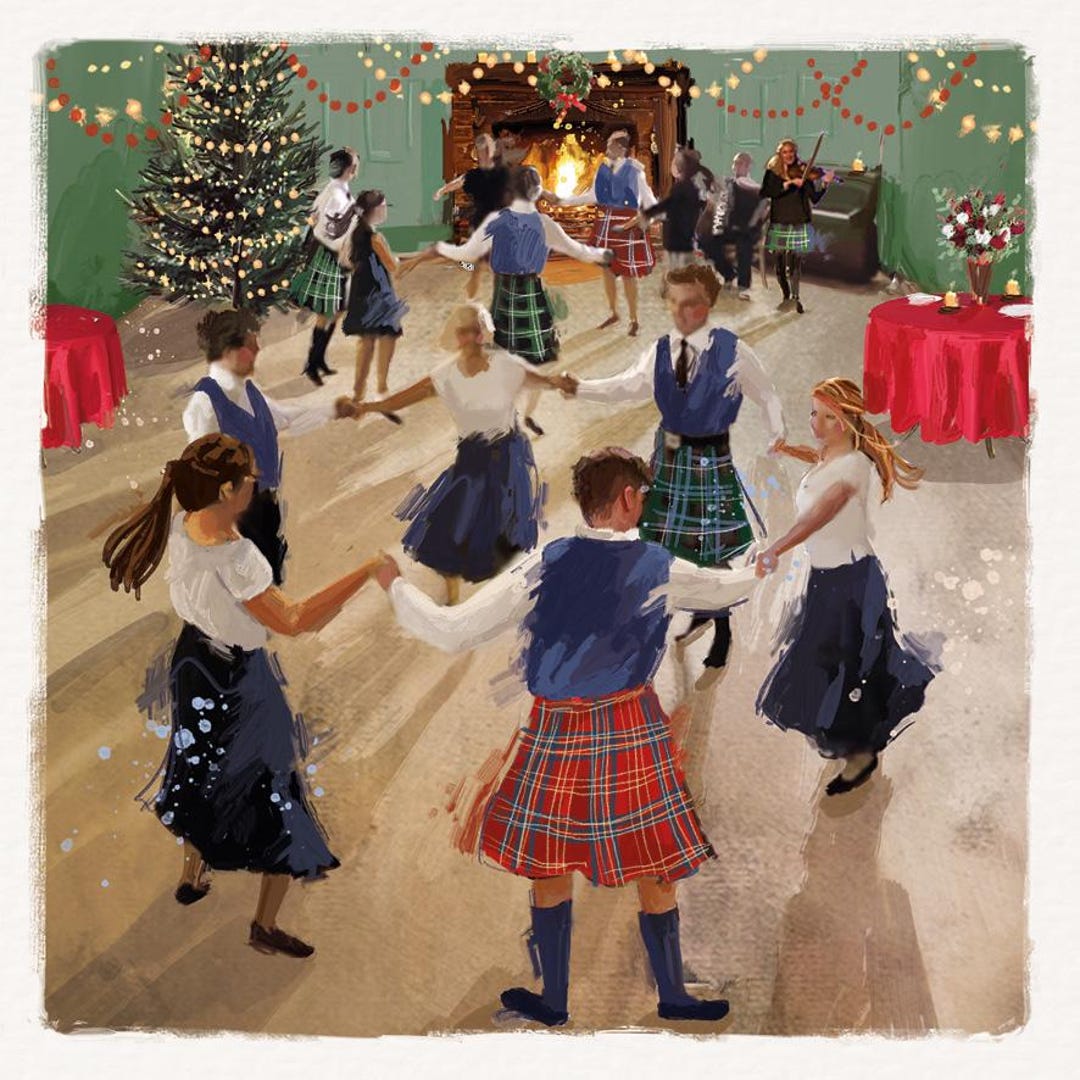 Scottish Christmas Cards - Christmas Ceilidh - 10 Cards and 10 White ...