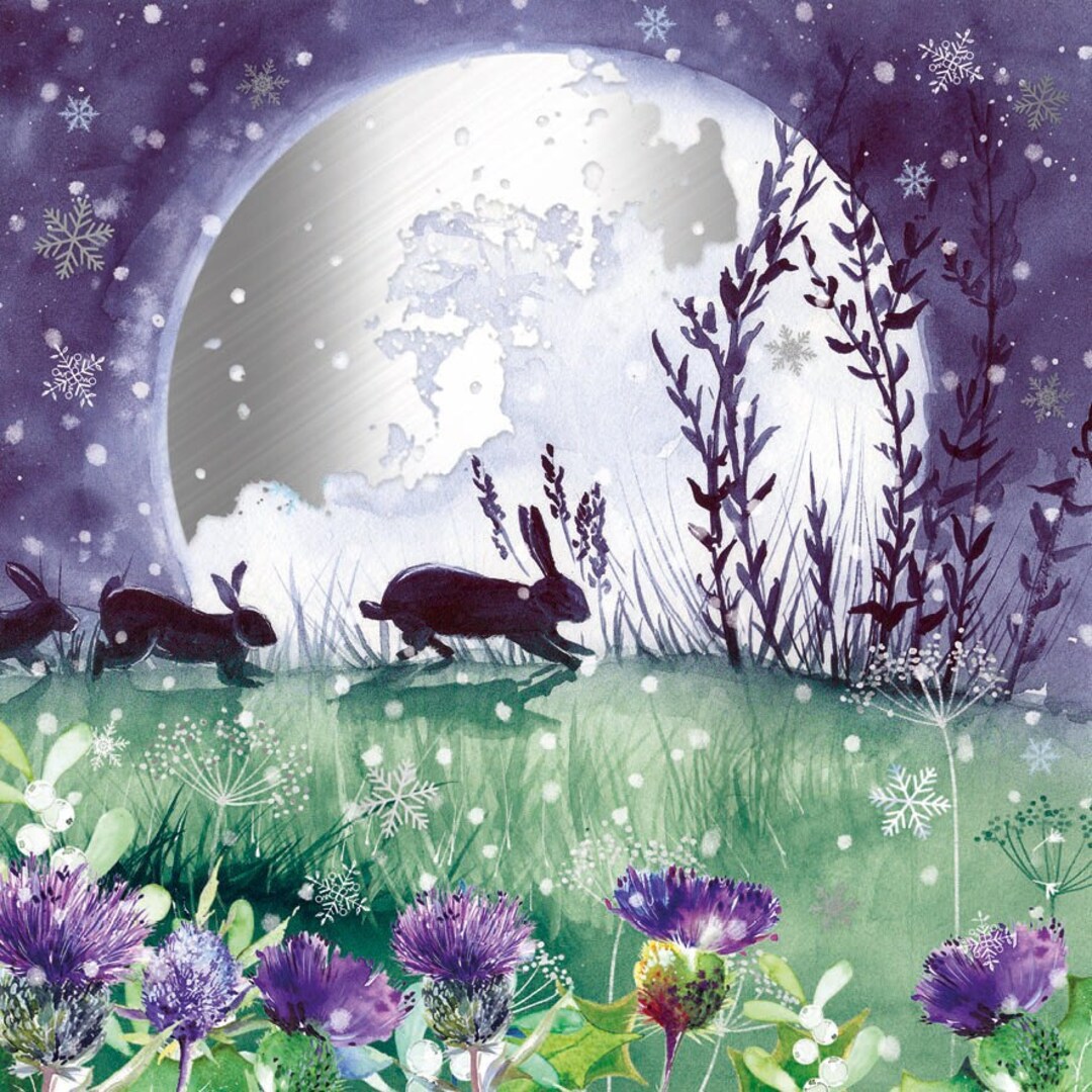 Scottish Christmas Cards Moonlit Hares Christmas Cards 10 Cards and 10 ...