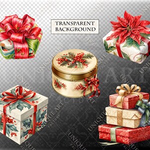 Christmas Gift Box, Watercolor Clipart Bundle, 20 HQ Printable PNG ...