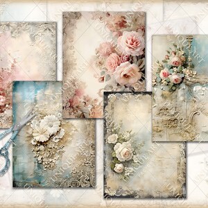 Grunge Lace Romantic Mixed Pages Vol.02, Watercolor Scrapbook Collage ...