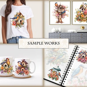 Bird Houses Watercolor Clipart Bundle HQ Printable PNG Format Instant ...