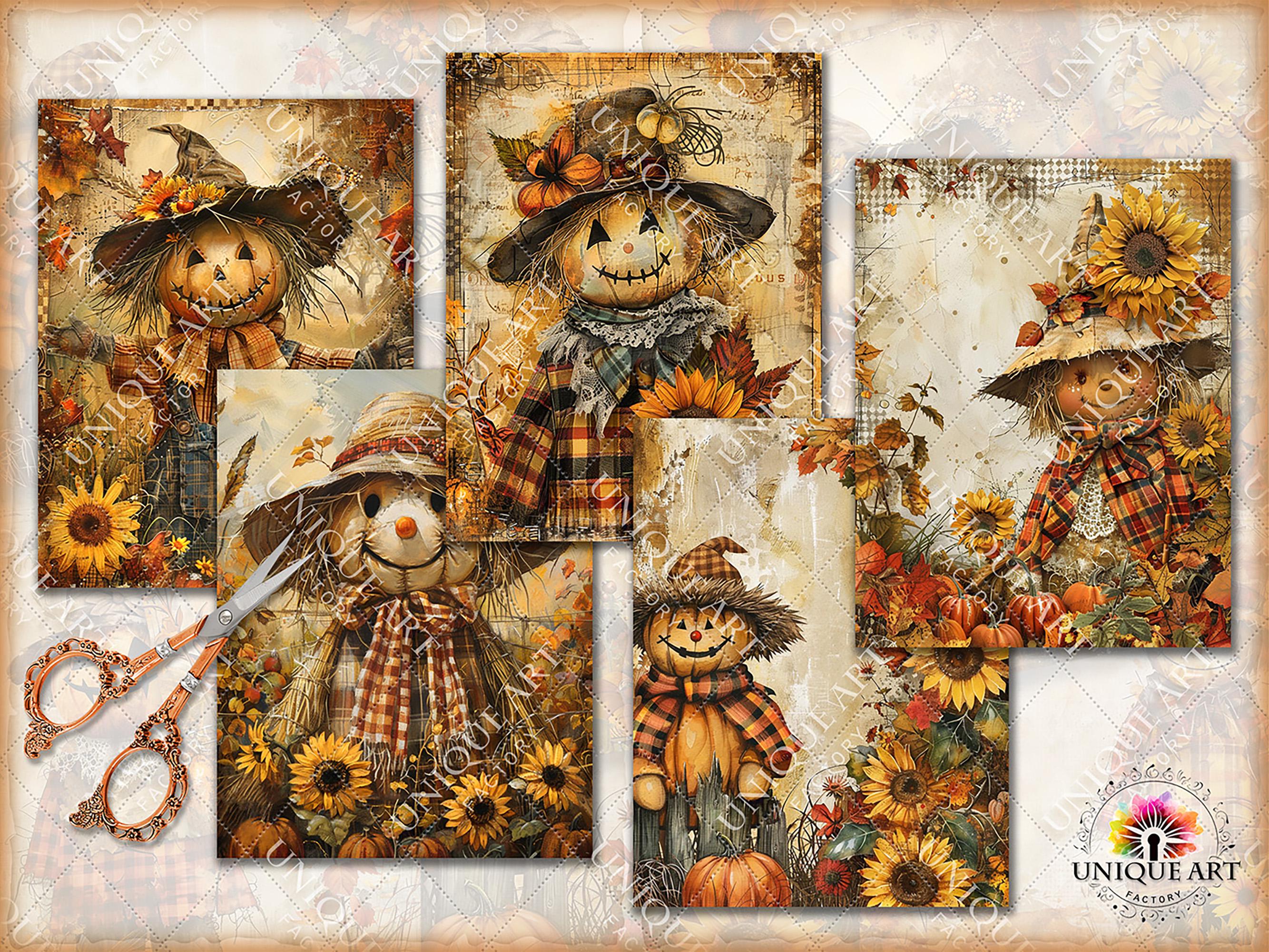 Autumn Scarecrow Vol.02, Autumn Landscape, Printable Digital Scrapbook ...