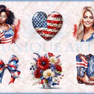 4th of July Peoples, Independence Day, Patriotic Watercolor Clipart ...
