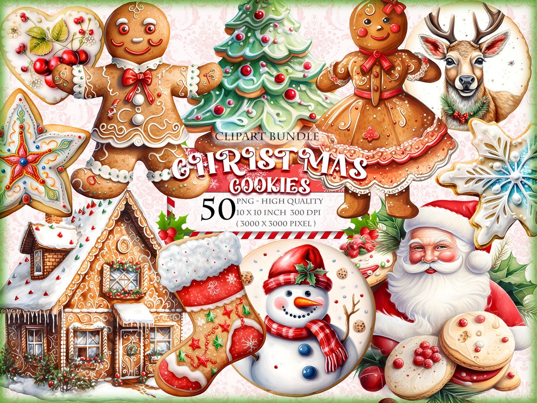 Christmas Cookies, Gingerbread Man, Winter Themed Watercolor Clipart ...