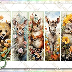 Spring Animals Bookmarks, Watercolor Digital Sheets, 2x6,3 Inch 20 ...