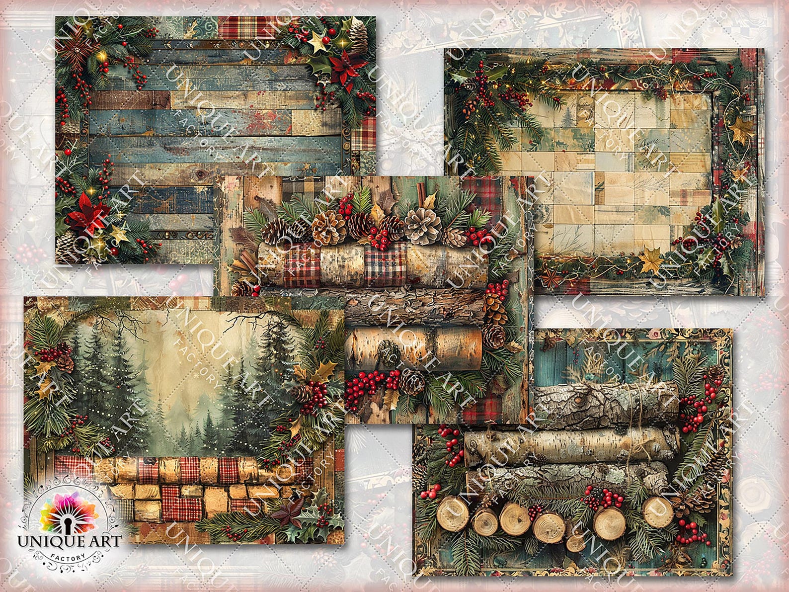 Christmas Rustic Wooden Backgrounds, Printable 29 JPG Image, Holiday ...