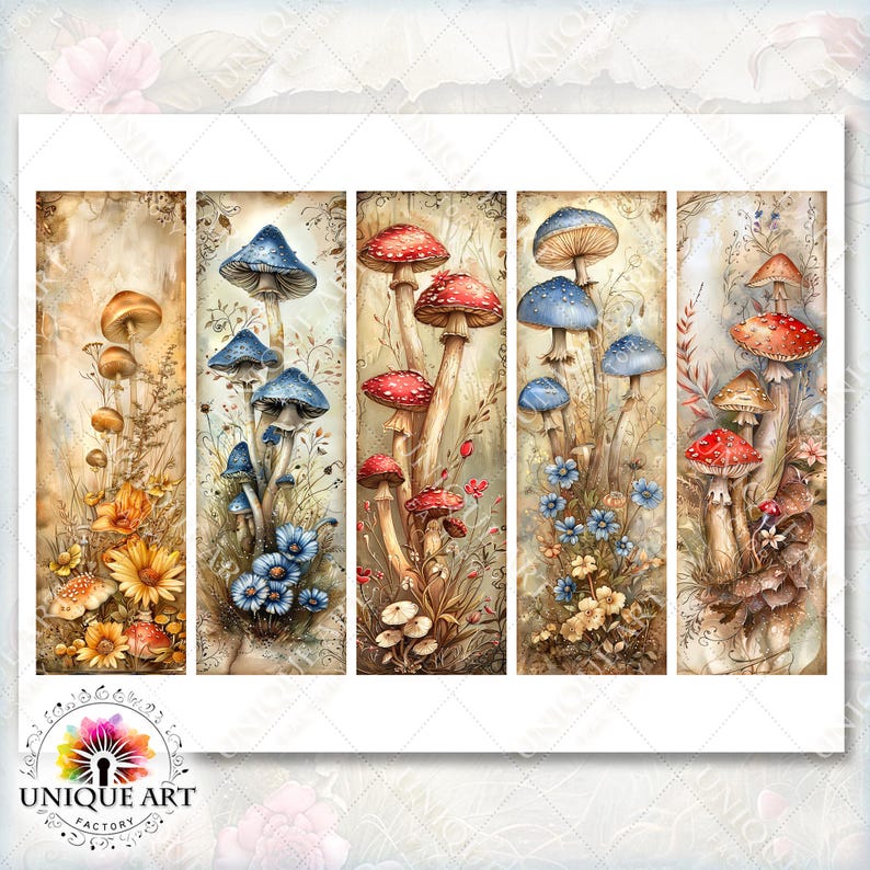 Fairytale Mushroom Bookmarks, 2x6,5 Inch 20 Bookmarks in 4 Printable ...
