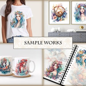 Elegant Mermaids Magical Sea Maiden Sea Princess Watercolor Clipart HQ ...