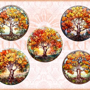 Autumn Sycamore Trees, Stained Glass Watercolor Clipart Bundle HQ ...