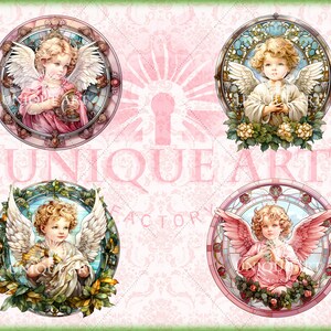 Christmas Stained Glass Cherubs, Watercolor Clipart Bundle, HQ ...