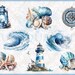 Nautical Marine Themed Watercolor Clipart Bundle HQ Printable PNG ...