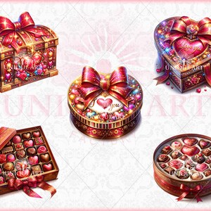 Valentine Chocolate Box, Watercolor Clipart Bundle, 20 HQ Printable ...